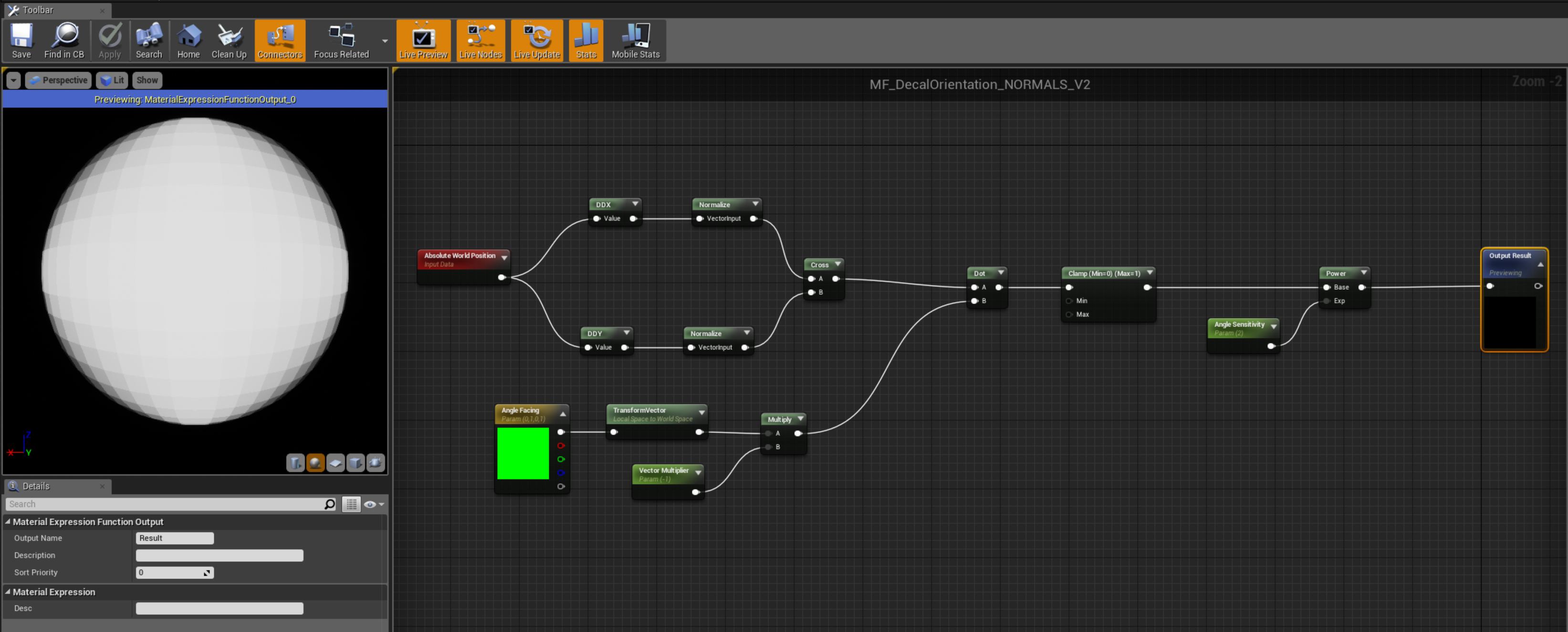 The material function has been setup with a color parameter to define the vector facing axis in ...